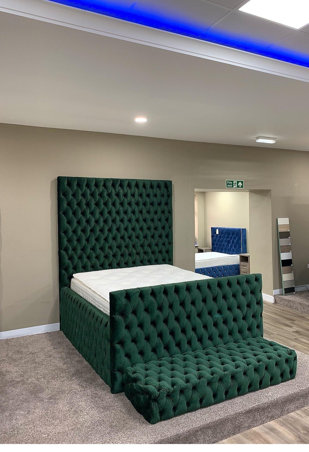 Hilton Tall Chesterfield Upholstered Bed Frame with Tall footboard ...